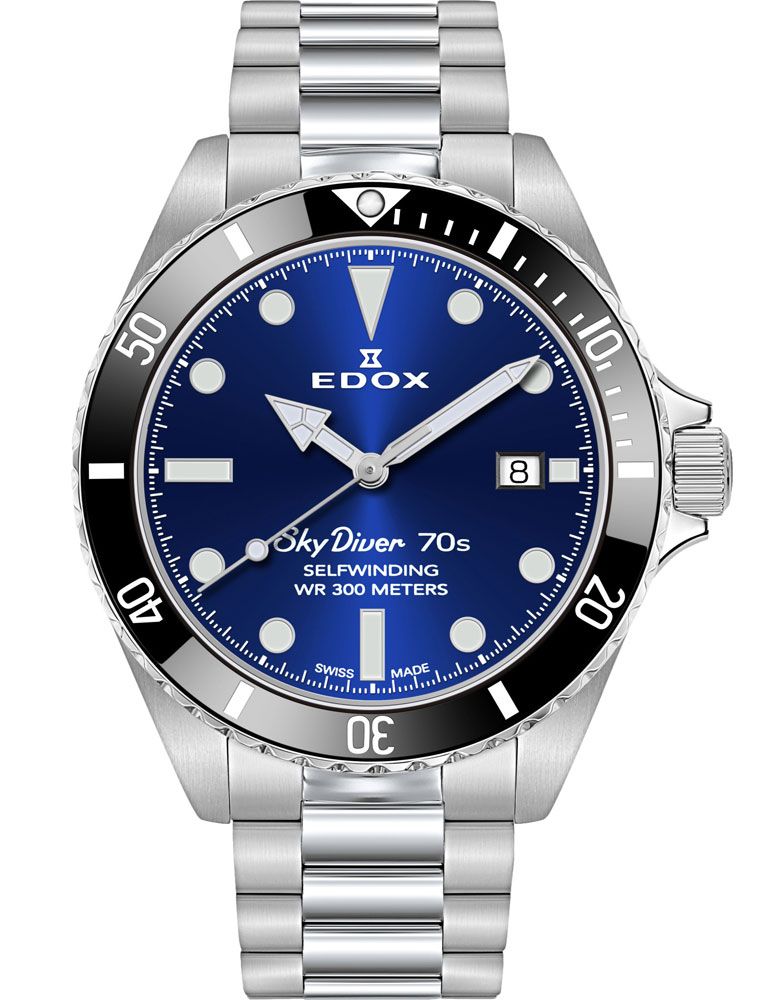 Edox Sky Diver 70s Automatic 300M Diver 80115 3N1M BUIN - Silver ...