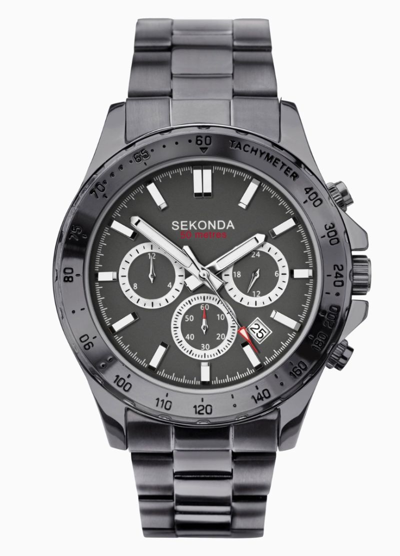 Sekonda Mens Chronograph 1660 - Grå rostfri stål herrklocka