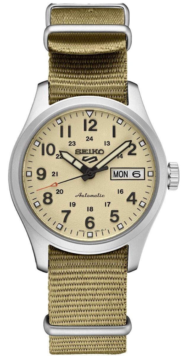 Seiko 5 "Desert Kit" 36mm Automatic SRPJ83K1 - Curry textil herrklocka