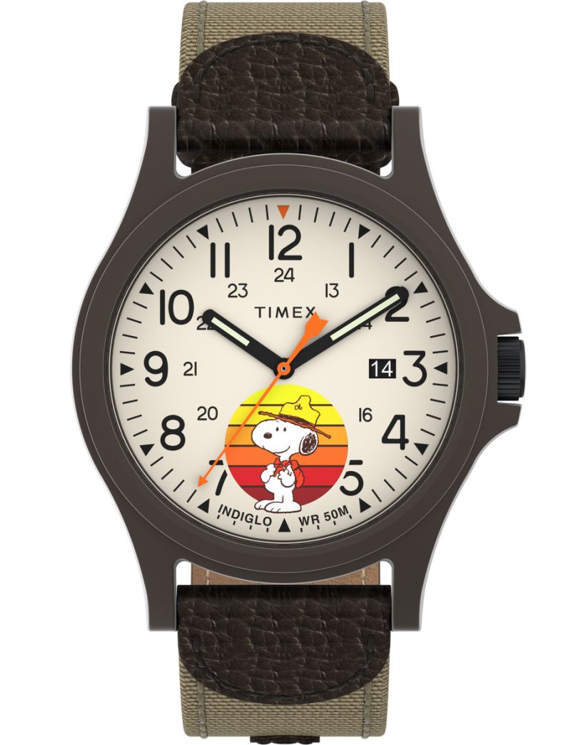 Timex Expedition X Peanuts Beagle Scout TW4B29200 - Brun textil herrklocka